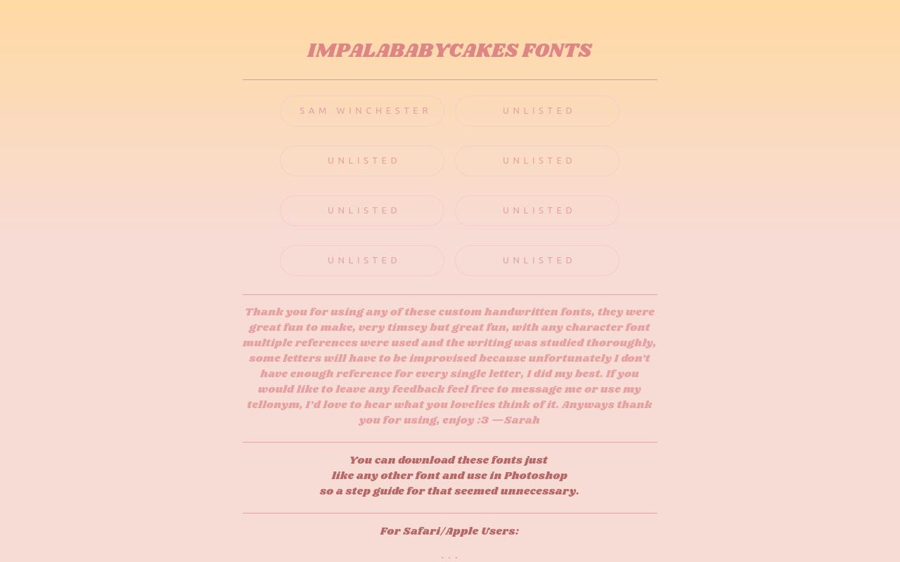 Impalababycakes’ Fonts